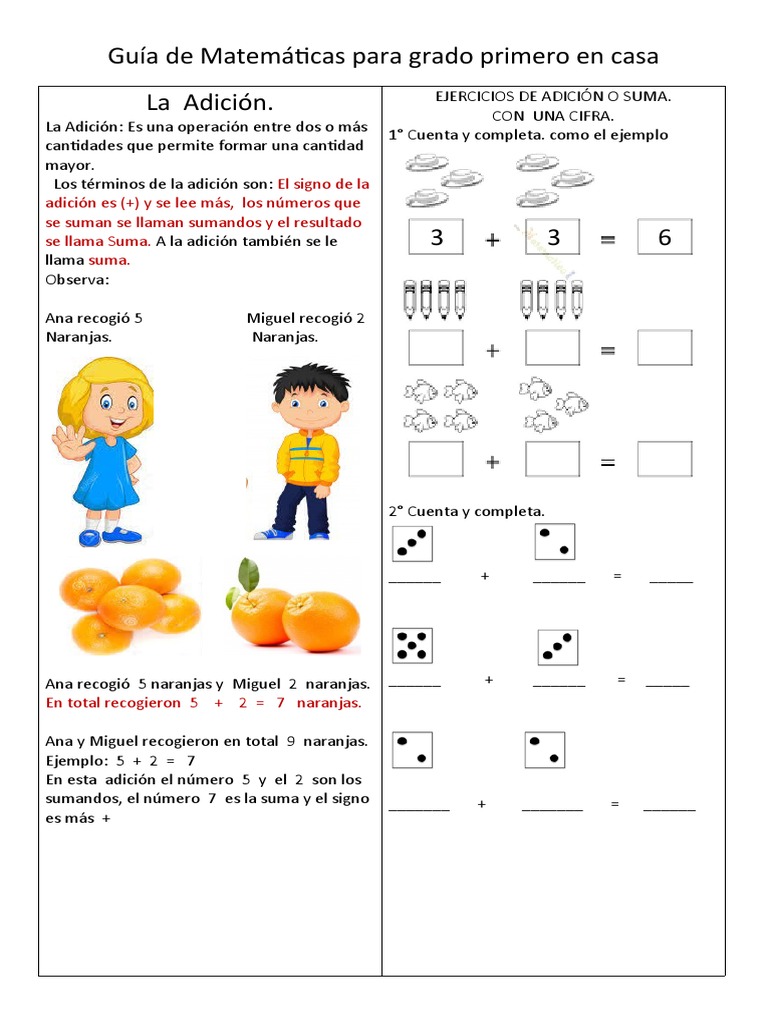 Guía De Matemáticas Sumas Y Restas 1 Pdf Sustracción Teoría De