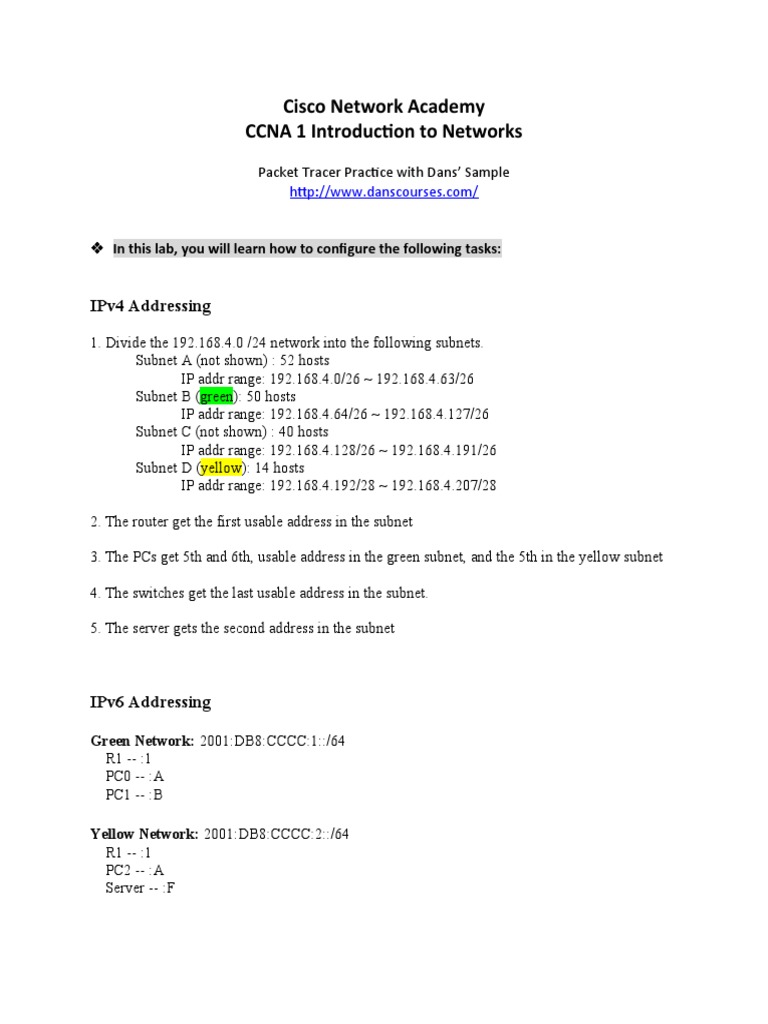 Cisco Network Academy Ccna 1 Introduction To Networks: Ipv4 Addressing | Download Free PDF | Ip ...