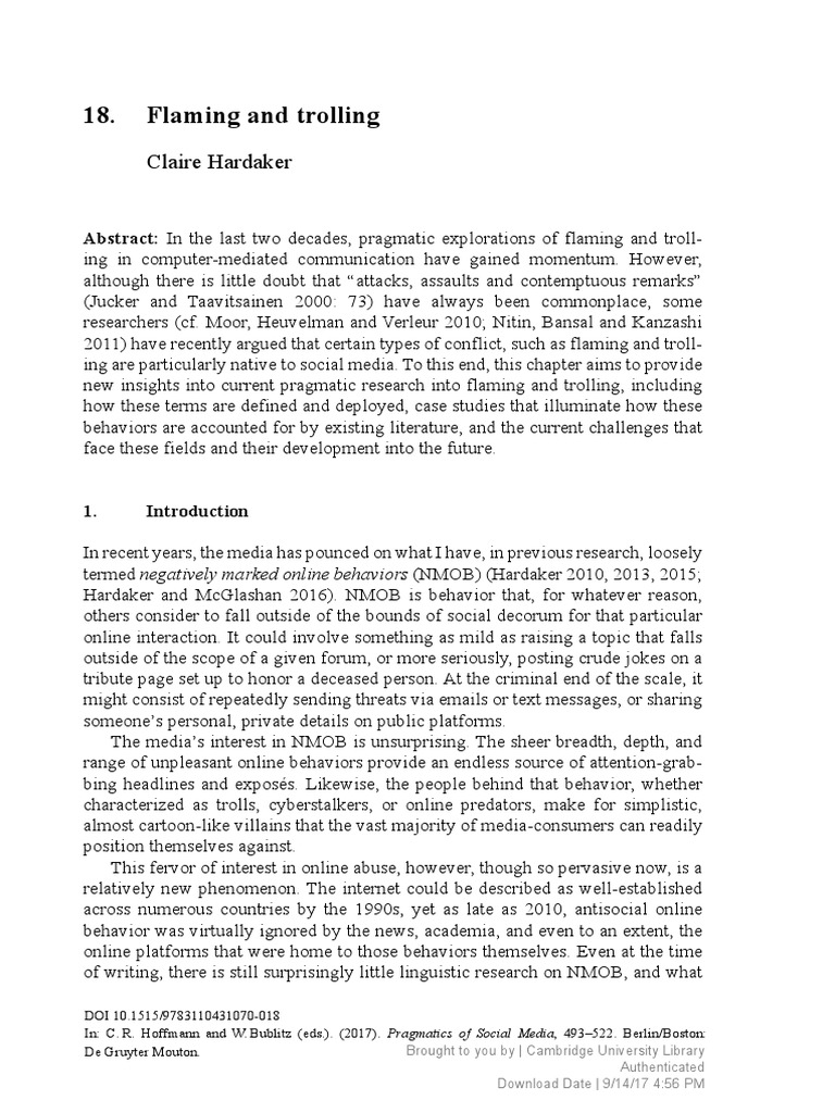 Flaming and Trolling: Claire Hardaker | Download Free PDF | Internet ...