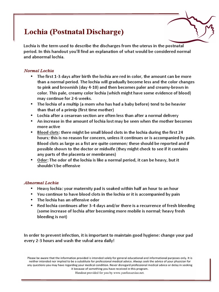 Lochia Postnatal Discharge | PDF | Postpartum Period | Childbirth