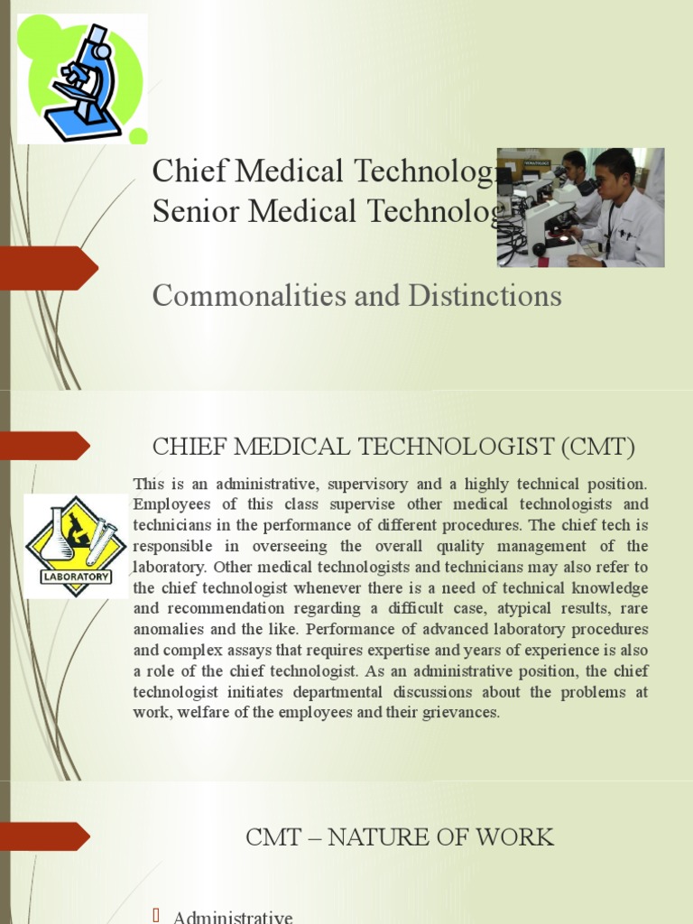 Chief and Senior Medical Technologist Roles | PDF | Laboratories | Science