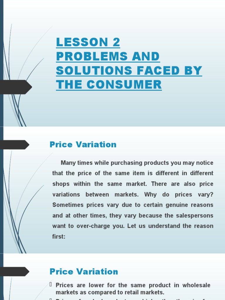 Problems and Solutions Faced by The Consumer | PDF | Retail | Sales