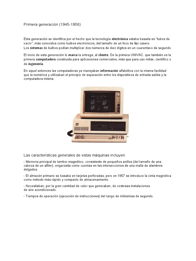 Computadoras de la Primera Generación | PDF | Arte | Informática