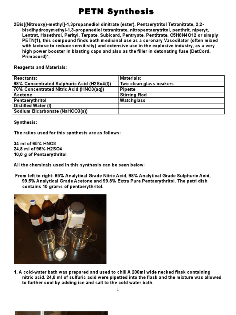PETN Synthesis Process and Yield | PDF