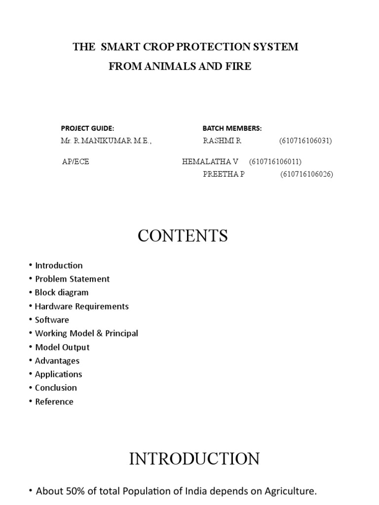 The Smart Crop Protection System From Animals and Fire | PDF | Arduino ...