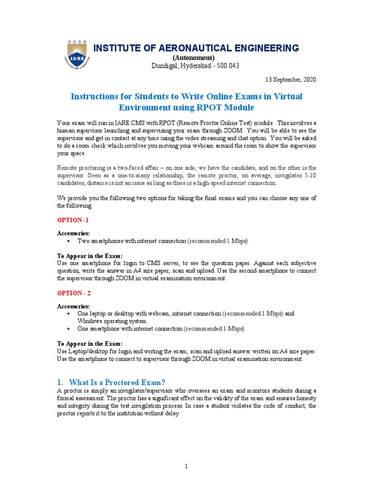 Instructions For Students To Write Online Exams in Virtual Environment ...