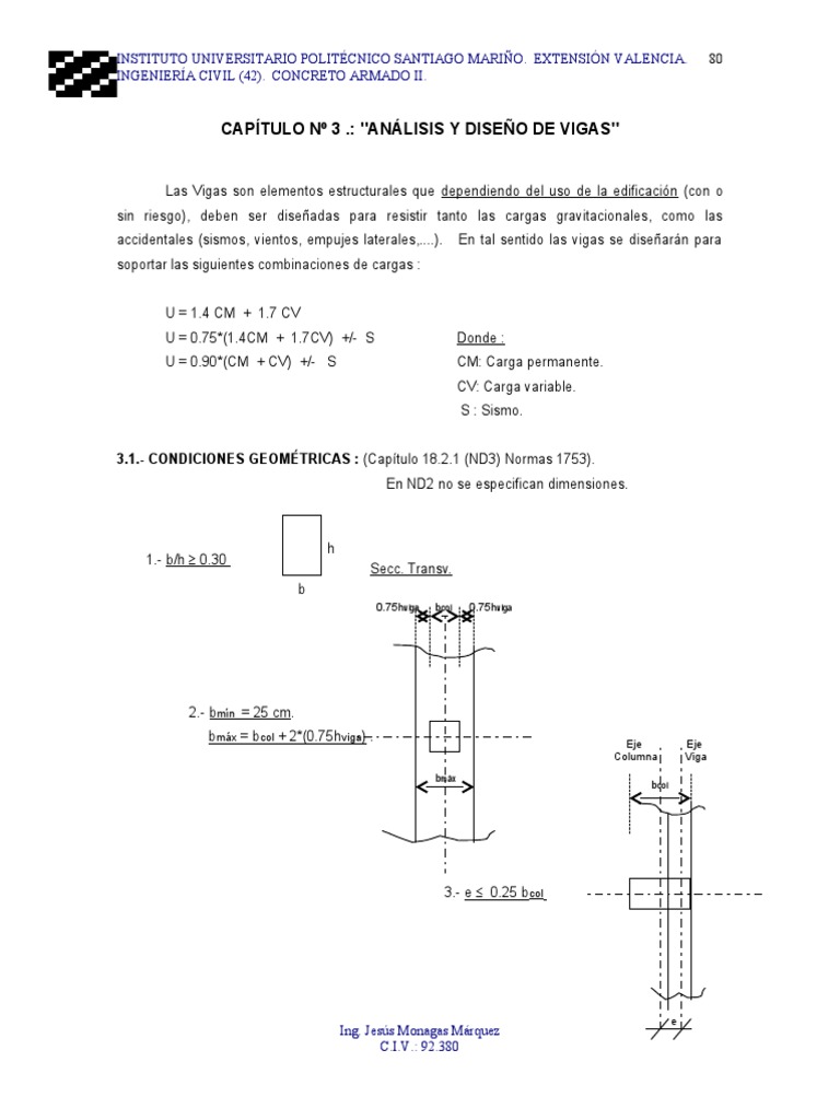 CAPITULO No 3 ANALISIS Y DISENO DE VIGAS | PDF | Doblar | Hormigón