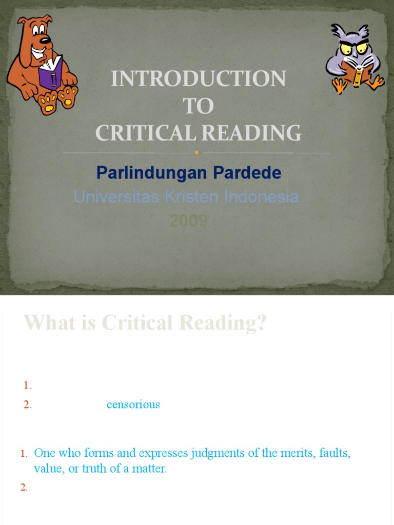 Introduction To Critical Reading | PDF | Critical Thinking | Communication