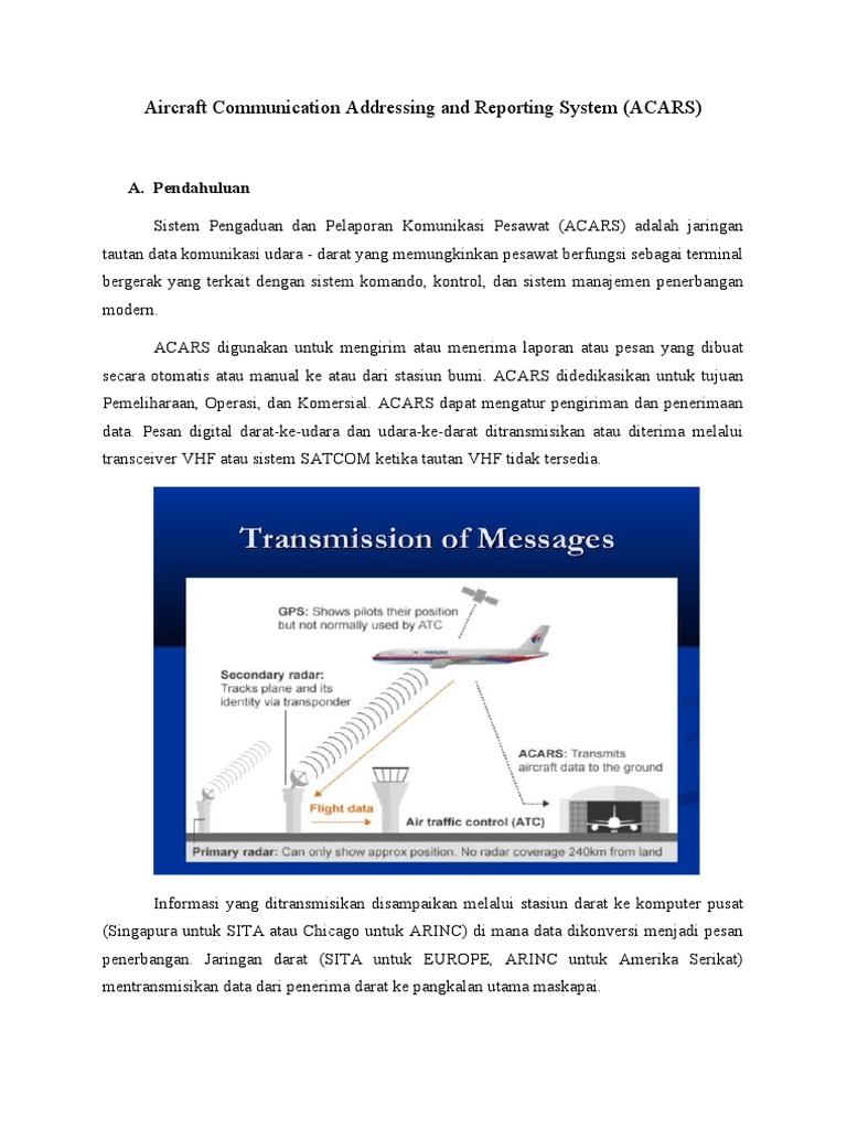 ACARS Aircraft Communication Addressing and Reporting System | PDF ...