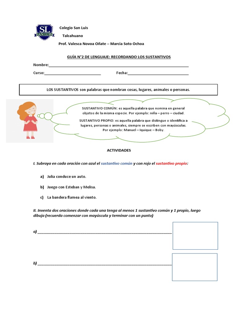 Actividades sobre Sustantivos para Niños | PDF