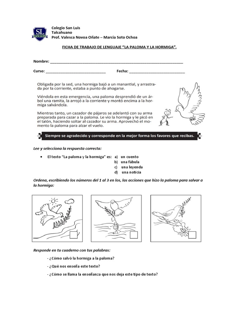 La Paloma y La Hormiga | PDF