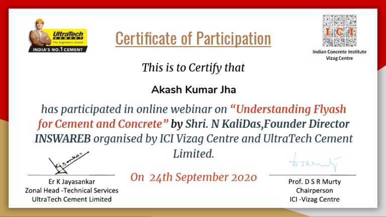 Certificate For UltraTech Flyash | PDF