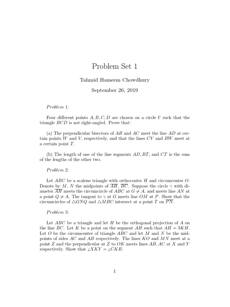 Pset 1-Tahmid | PDF | Triangle | Discrete Mathematics