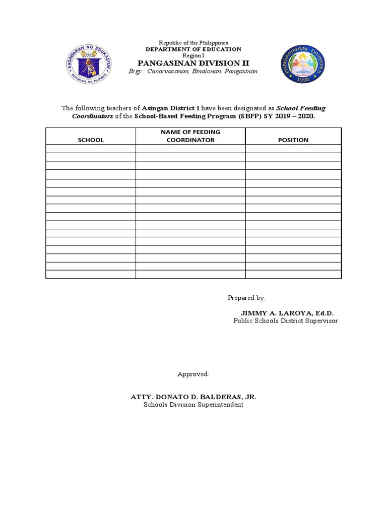 Pangasinan Division Ii: The Following Teachers of Asingan District I ...