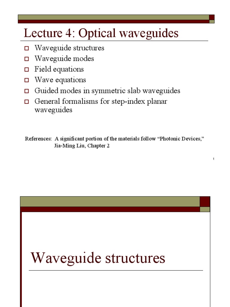 Lect4-Optical Waveguides PDF | PDF | Polarization (Waves) | Waveguide