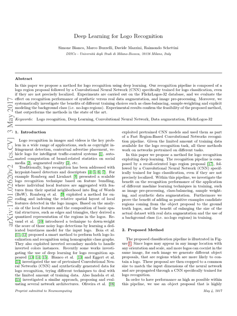 Deep Learning For Logo Recognition | PDF | Deep Learning | Cybernetics