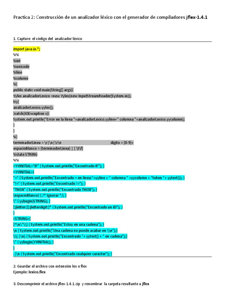Practica 2. ANALISIS LEXICO | PDF | Java (lenguaje de programación ...