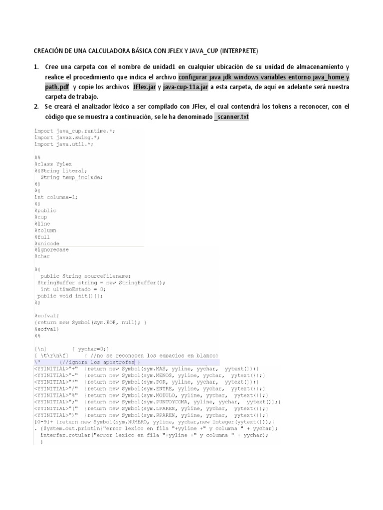 Creación de una calculadora básica paso a paso con JFlex y Java_CUP ...