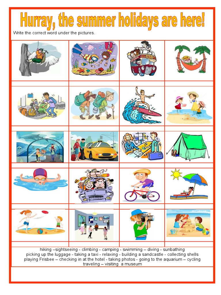 Picture Dictionary Hurray The Summer Holidays Are Icebreakers Oneonone ...