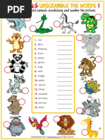 Wild Animals Vocabulary Esl Missing Letters in Words Worksheets For ...