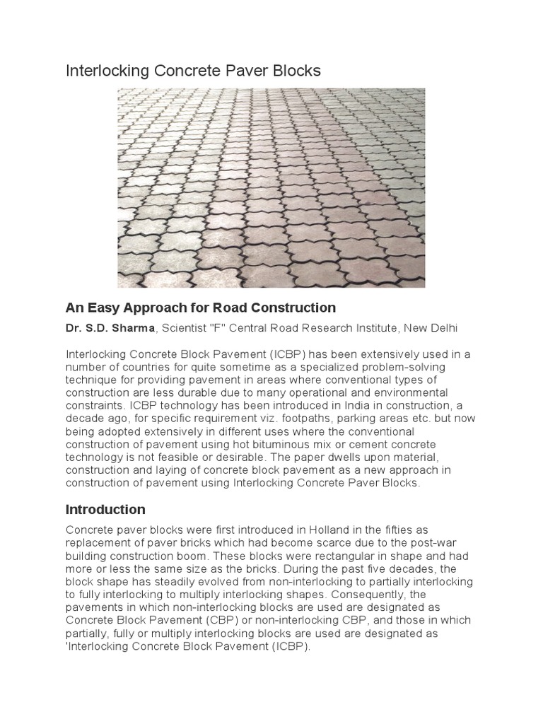 Interlocking Concrete Paver Blocks | PDF | Road Surface | Concrete