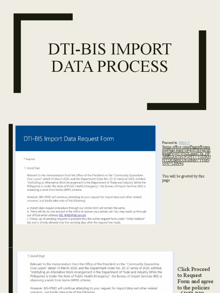 DTI-BIS Import Data Process 2020 | PDF