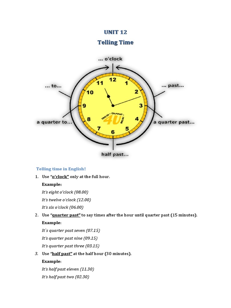 Telling Time | PDF | Infographics | Notation