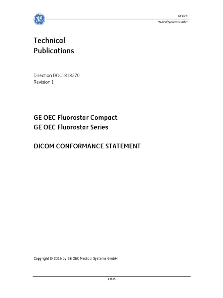 DICOM Conformance Statement Fluorostar | PDF | Medical Imaging ...
