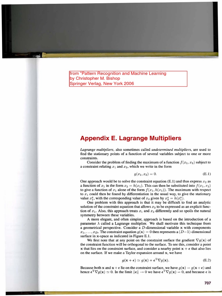 Appendix E. Lagrange Multipliers | PDF | Mathematical Concepts | Mathematical Analysis
