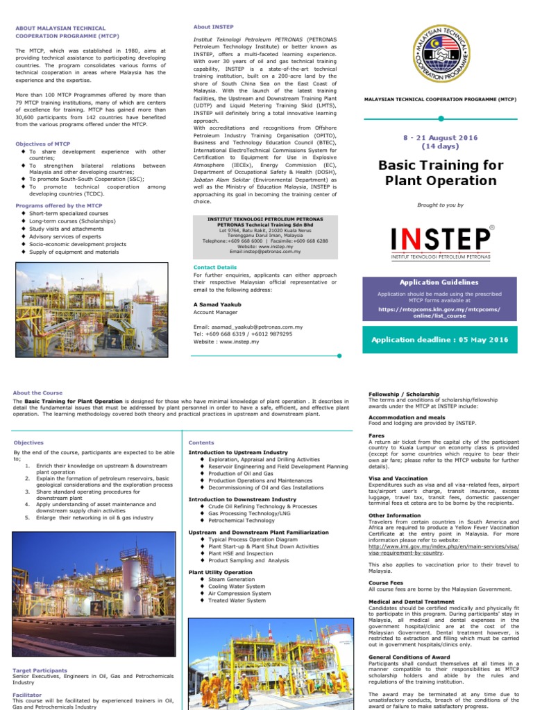 Basic Training For Plant Operation: Institut Teknologi Petroleum ...