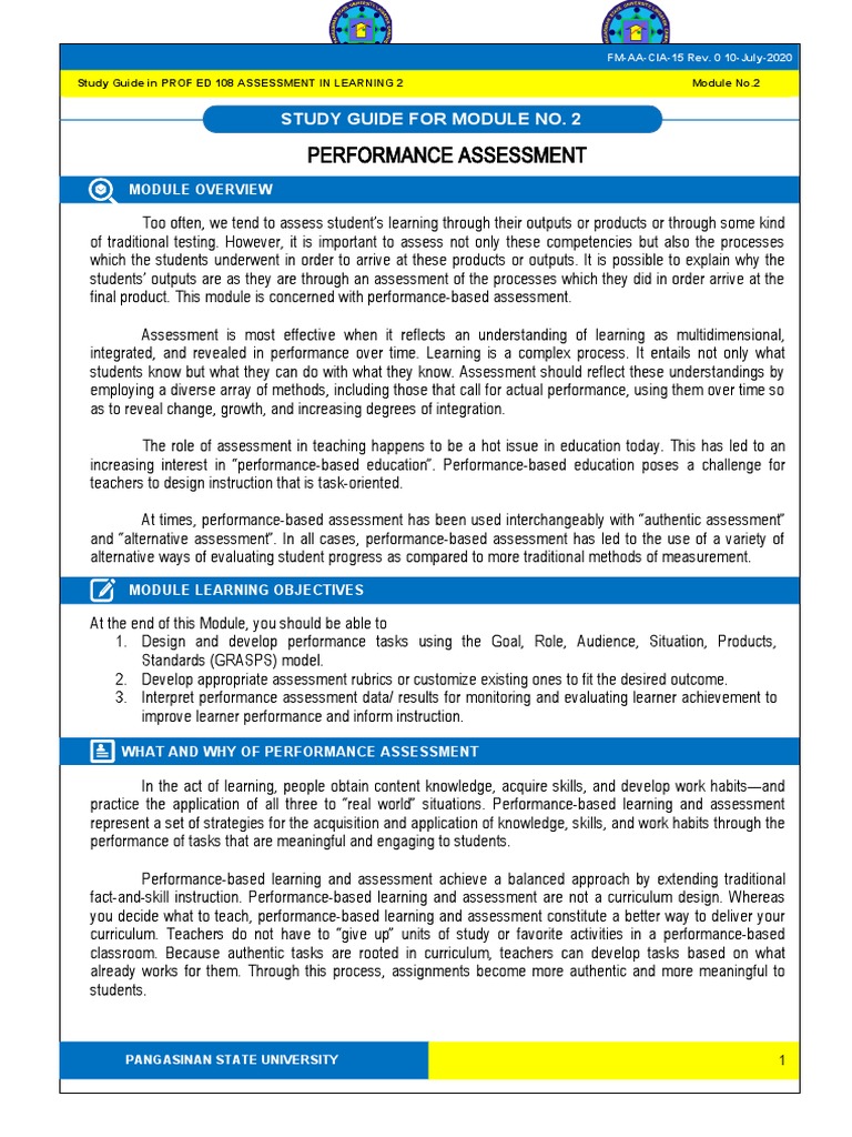Assessment Learning: Module 2 | PDF | Educational Assessment | Rubric ...