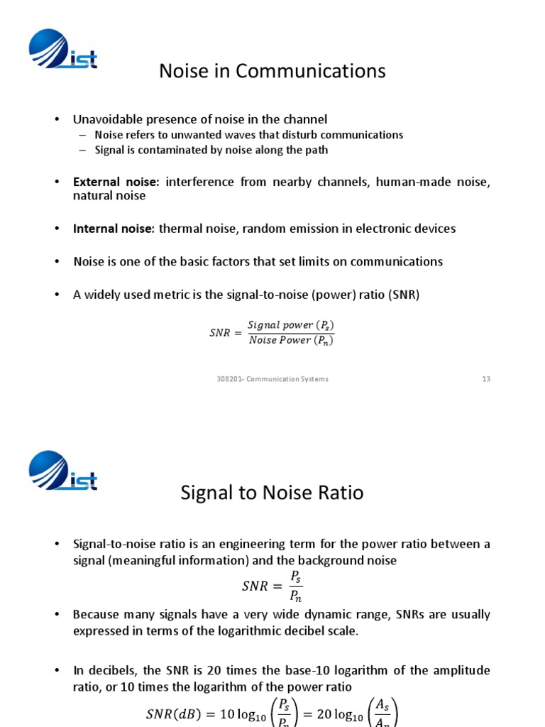 Noise in Communications | PDF | Signal To Noise Ratio | Electricity