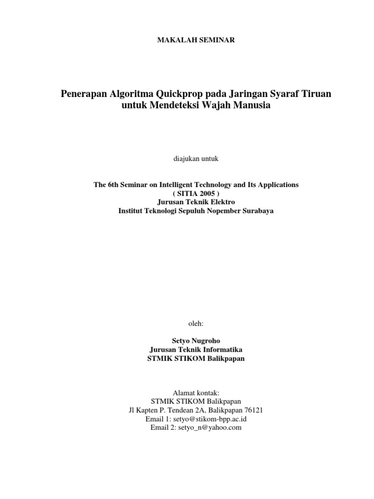 Penerapan Algoritma Quickprop Pada Jaringan Syaraf Tiruan Untuk ...