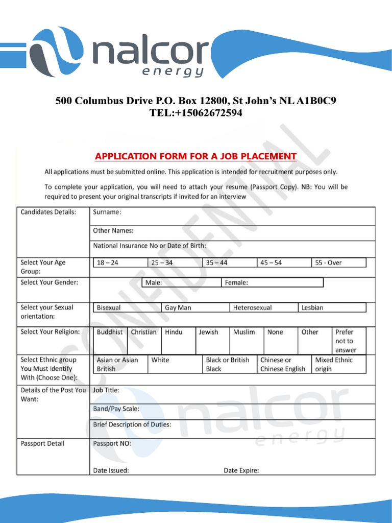 Job Placement Application Form | PDF