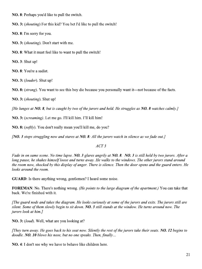 12 Angry Men ACT 3 | PDF