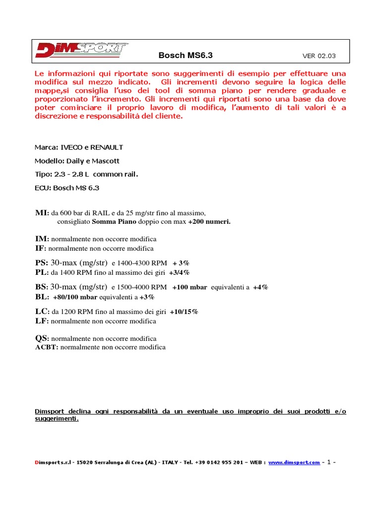 Bosch MS6.3 Iveco-Renault LCV PDF | PDF
