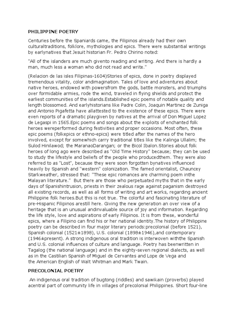 Philippine Poetry | Download Free PDF | Tagalog Language | Philippines