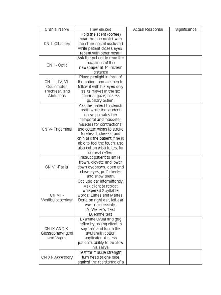 Cranial Nerves Table Pdf Human Anatomy Human Head And Neck