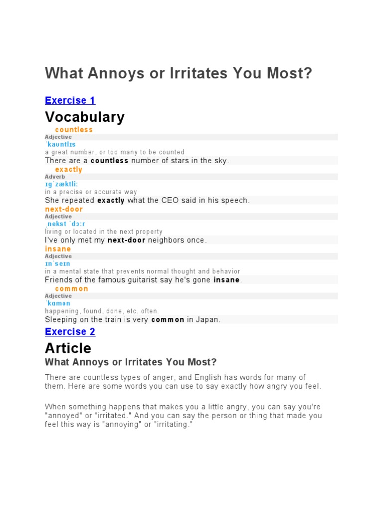 Understanding Annoyance and Anger | PDF | Language Arts & Discipline