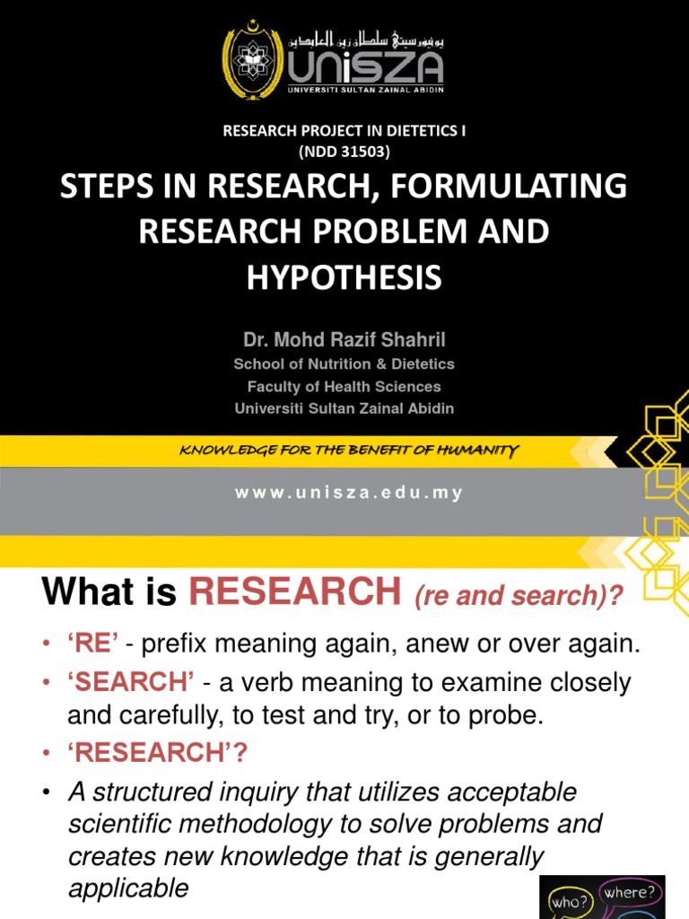 Steps in Research, Formulating Research Problem and Hypothesis L1 PDF ...