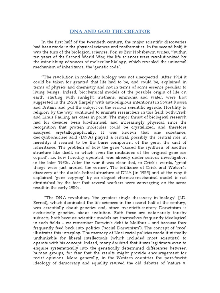Dna and God The Creator | PDF | Mutation | Life