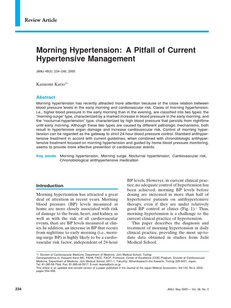 Controlling Morning Hypertension: The Key to Effective 24-Hour Blood ...