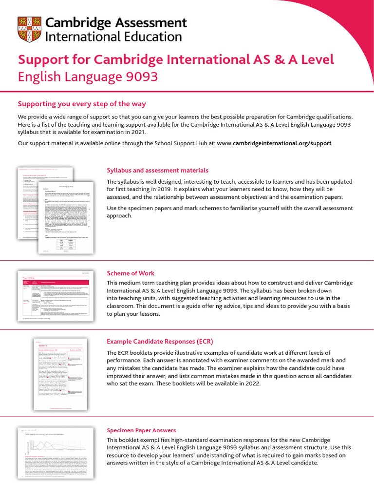 English Language 9093: Support For Cambridge International AS & A Level ...