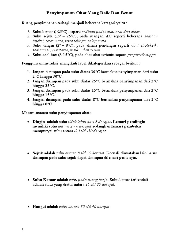 Suhu Penyimpanan Obat Pdf