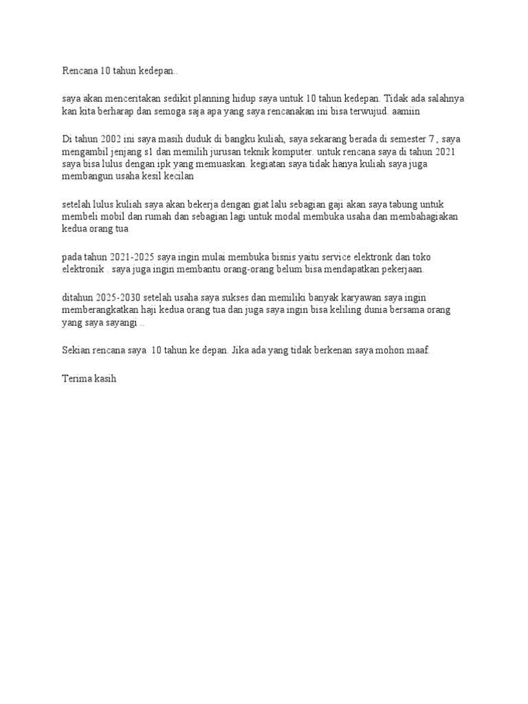 Rencana 10 Tahun Kedepan | PDF