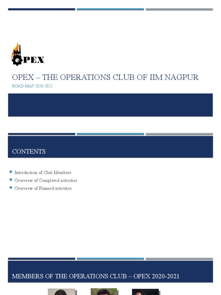 Opex - The Operations Club of Iim Nagpur: ROAD MAP 2020-2021 | PDF ...