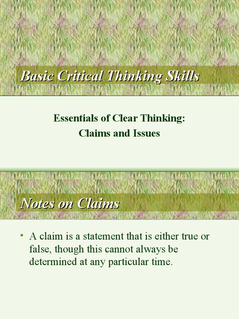 Basic Critical Thinking Skills | PDF