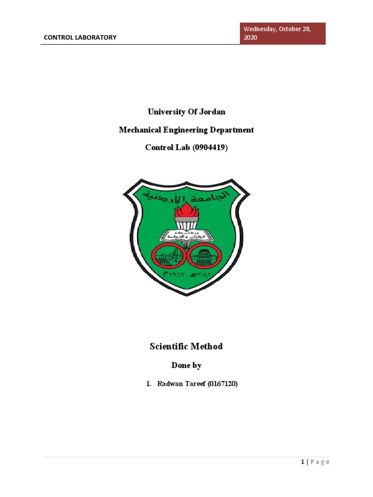 University of Jordan Mechanical Engineering Department Control Lab ...