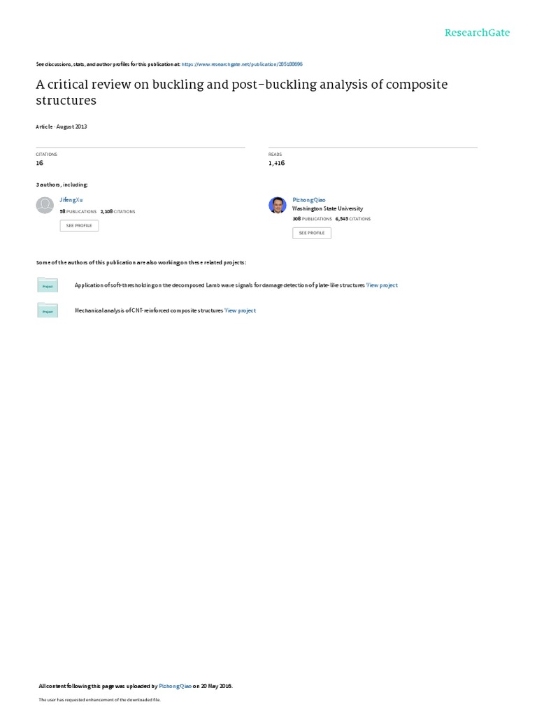 A Critical Review On Buckling and Post-Buckling Analysis | PDF | Buckling | Finite Element Method
