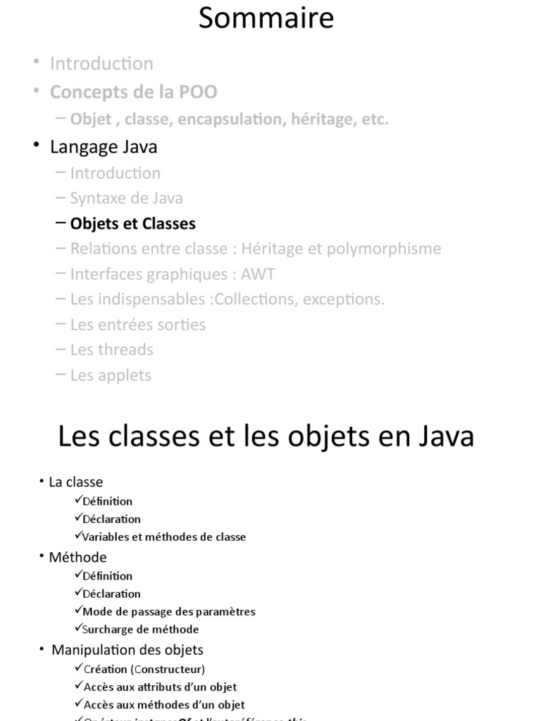 Concepts POO et Java : Guide Complet | PDF | Classe (informatique) | Constructeur (programmation)